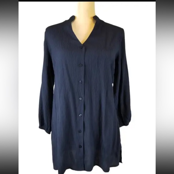 Jaclyn Smith | Tops | Vintage Jaclyn Smith Navy Blue Button Down Tunic ...